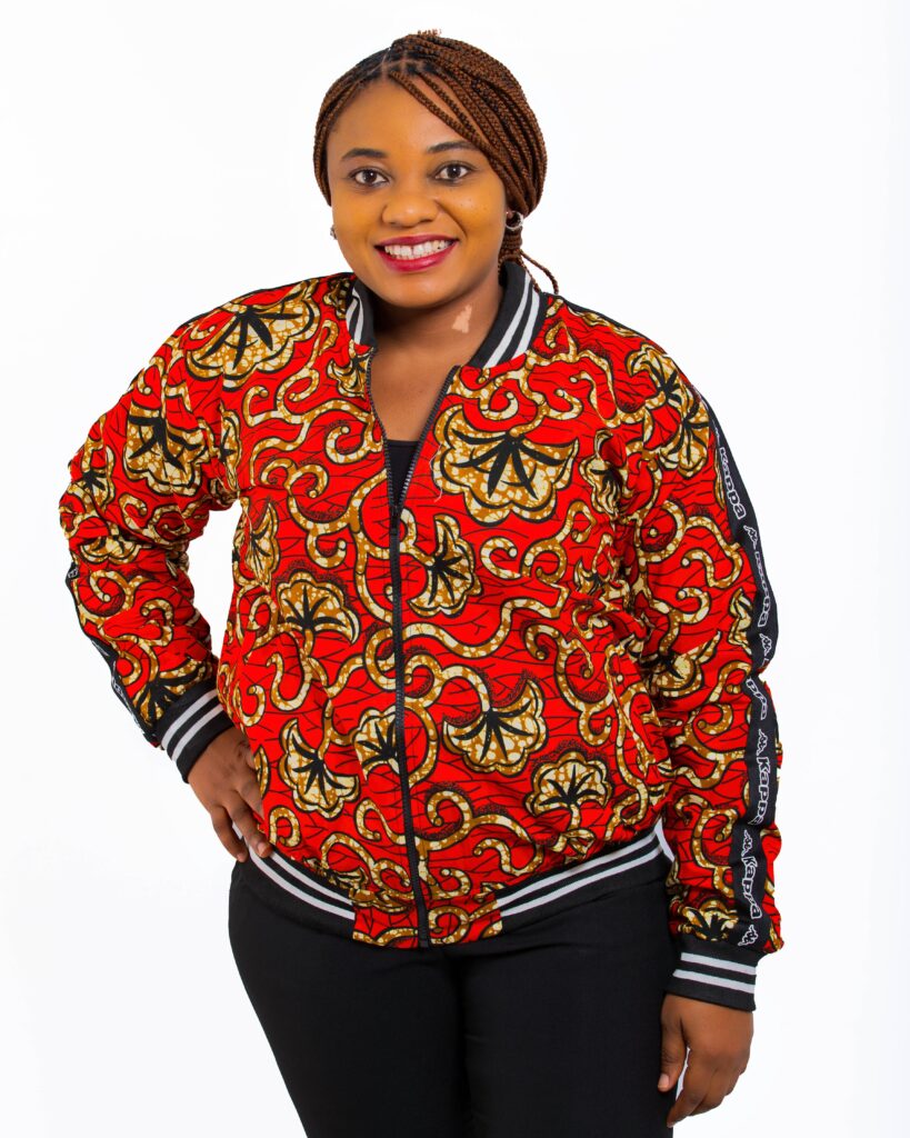 Unisex African Print Bomber Jacket with complementing Black and White ...